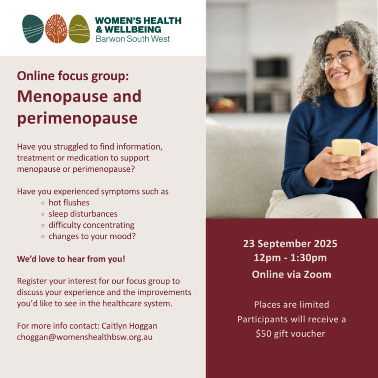 Menopause and perimenopause focus group - Womens Health and Wellbeing ...